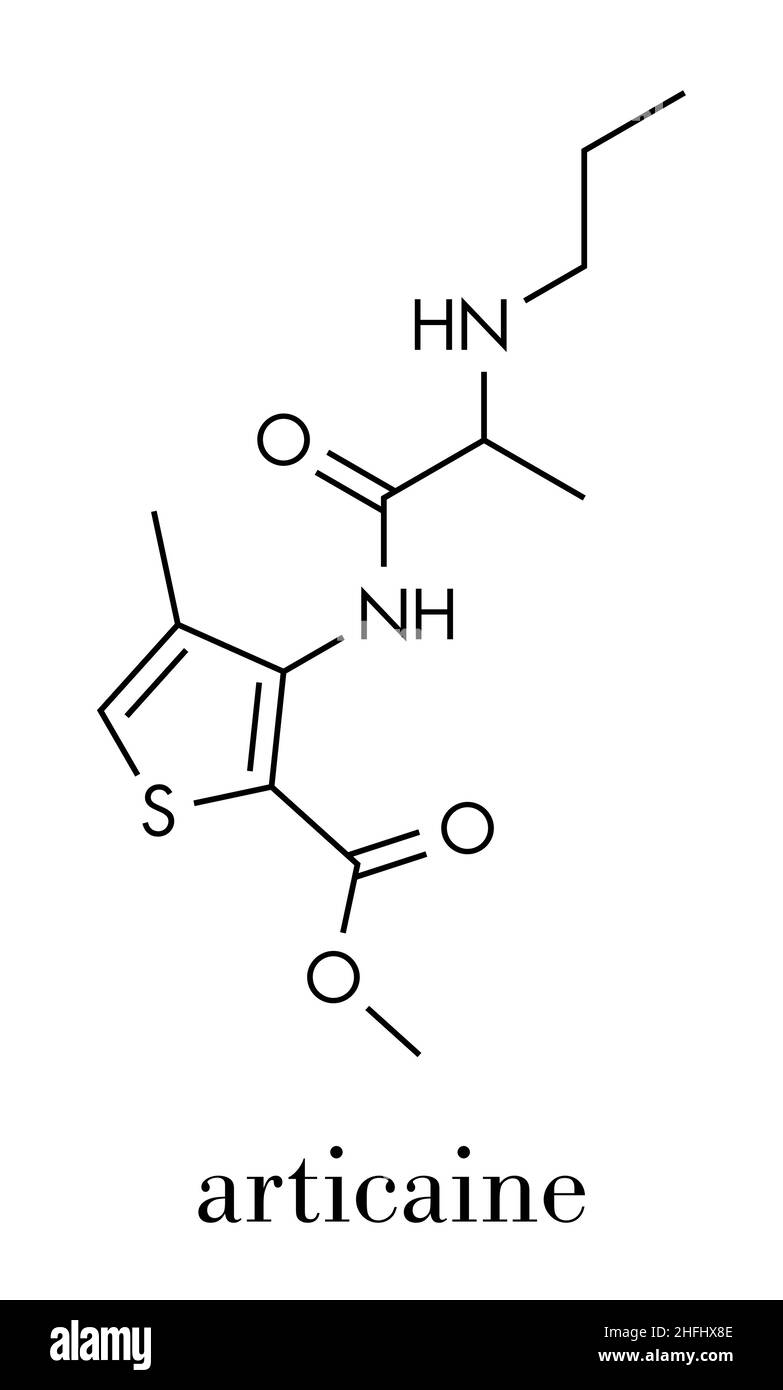 Articaine local anesthetic drug molecule. Skeletal formula Stock Vector ...