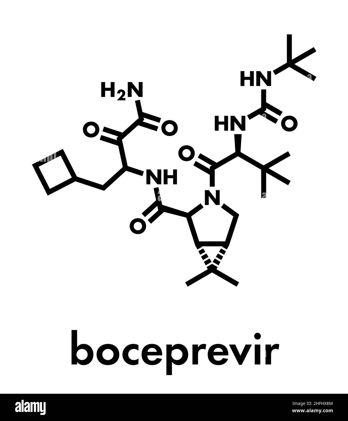Boceprevir hepatitis C virus (HCV) drug molecule. Skeletal formula ...