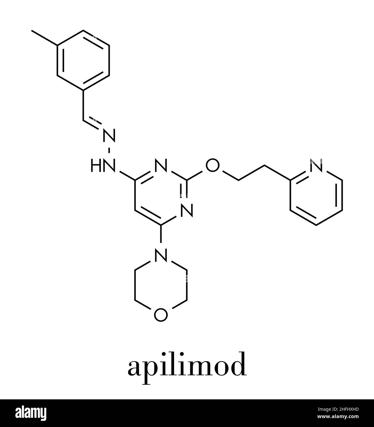 Apilimod drug molecule (PIKfyve inhibitor). Skeletal formula Stock ...
