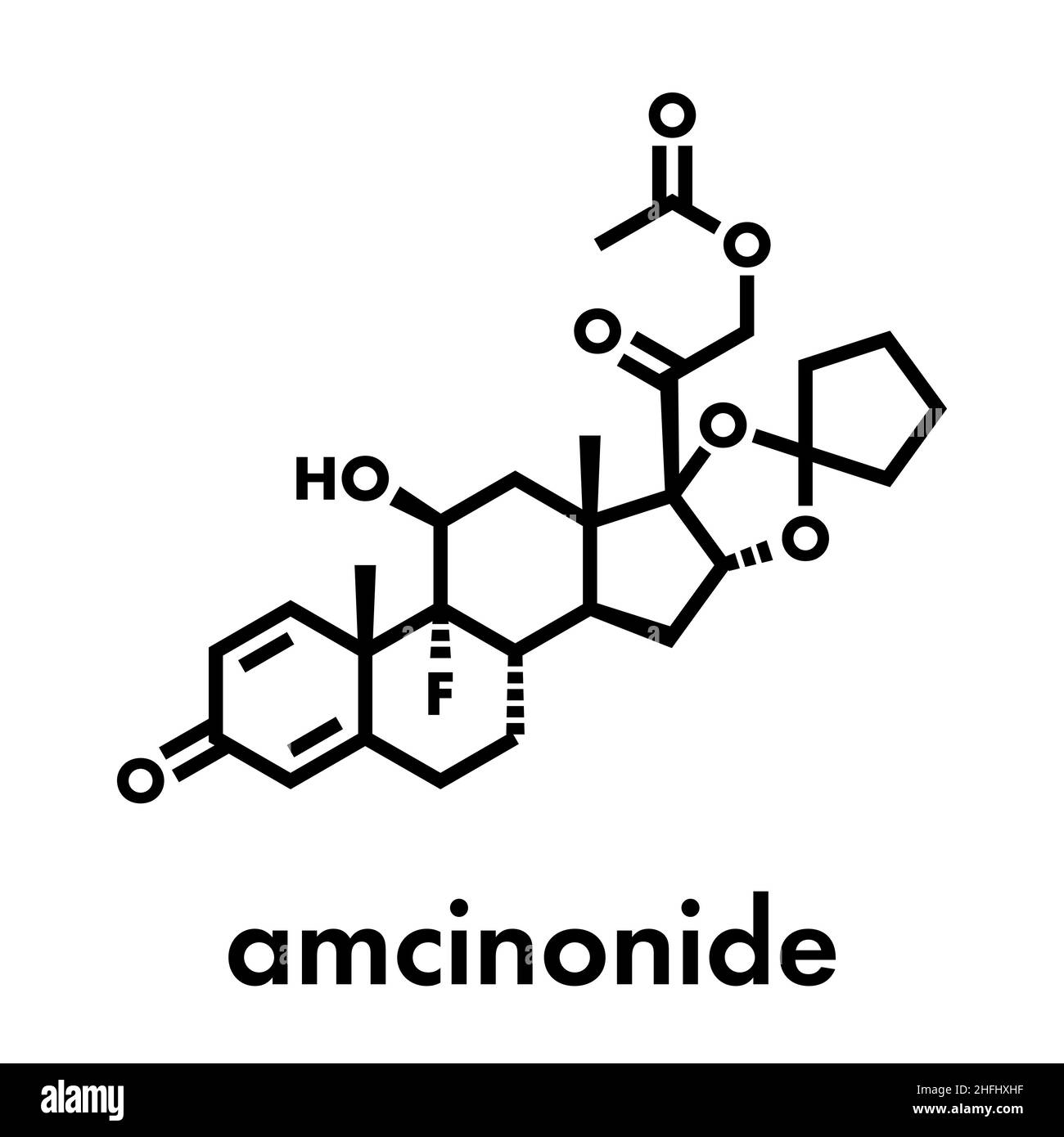 Amcinonide topical corticosteroid drug molecule. Skeletal formula Stock ...