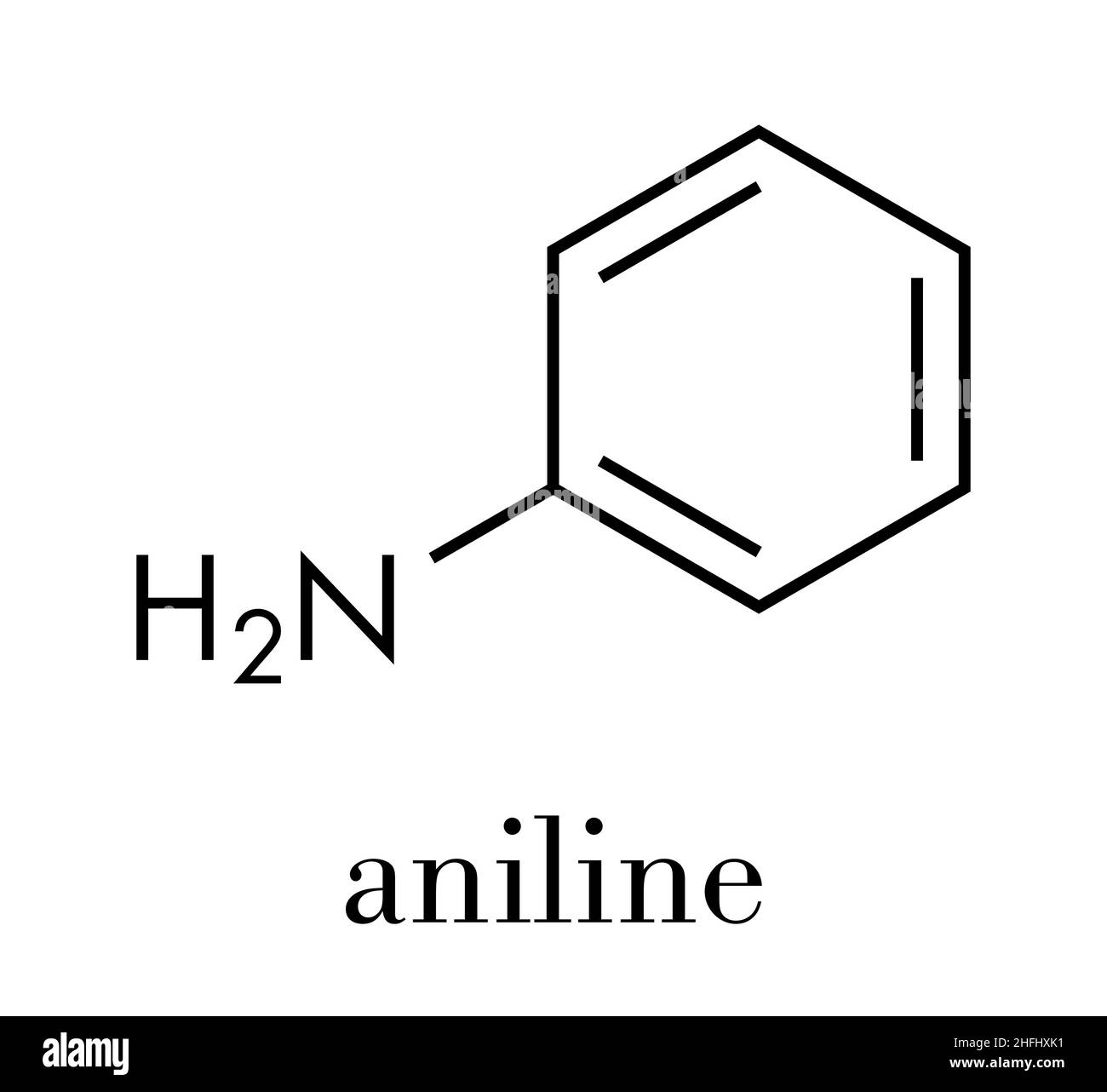 Aniline (phenylamine, aminobenzene) molecule. Skeletal formula Stock ...