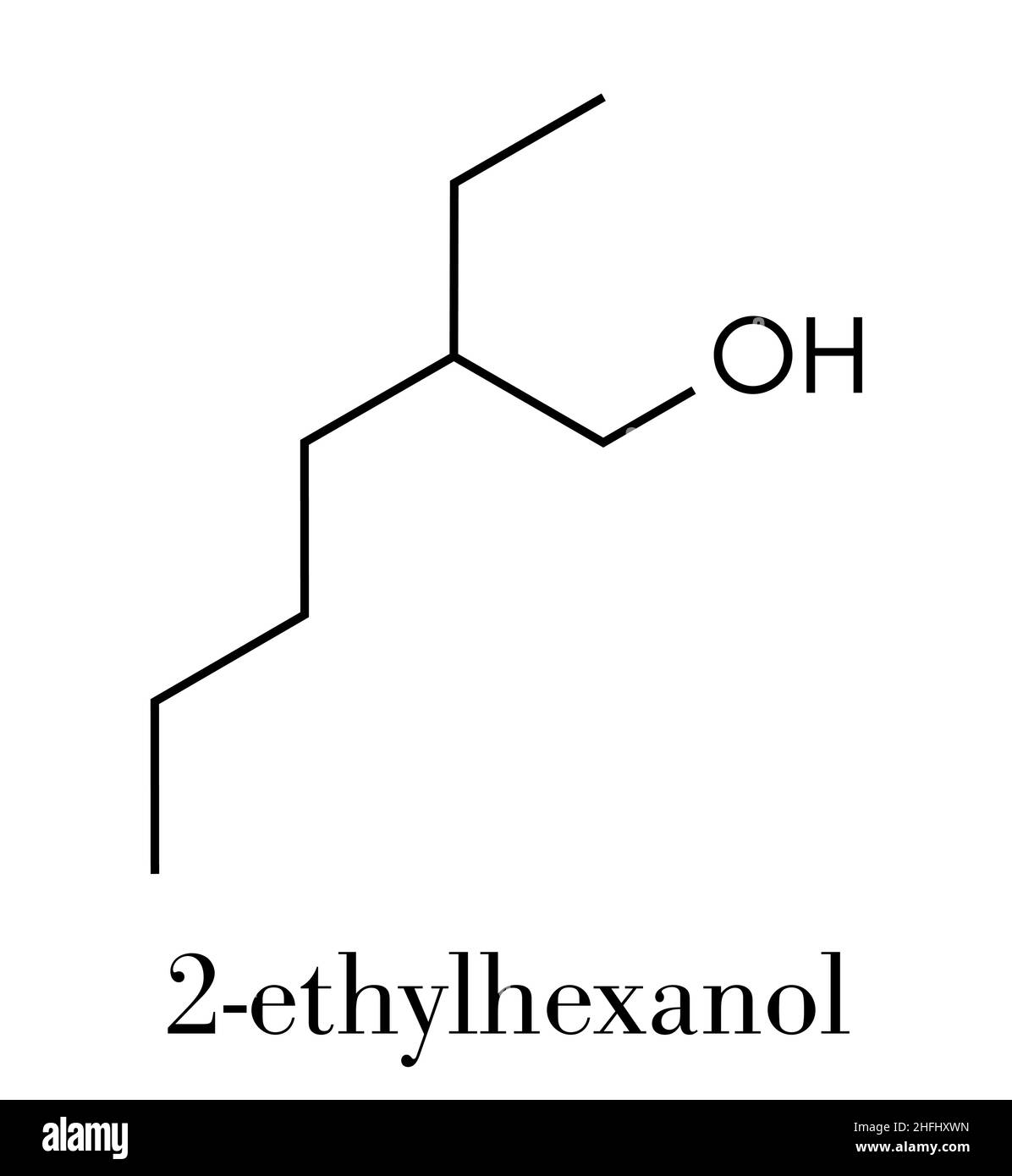 2-ethylhexanol (2-EH) molecule. Used as solvent, fragrance component ...