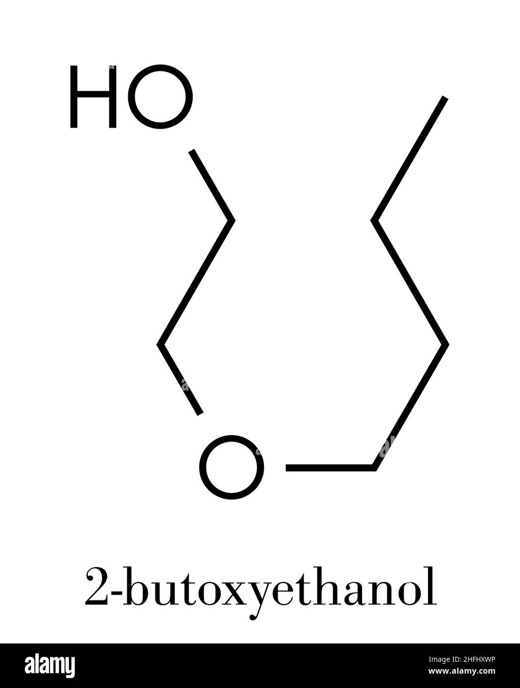 2-butoxyethanol molecule. Used as solvent and surfactant. Skeletal ...