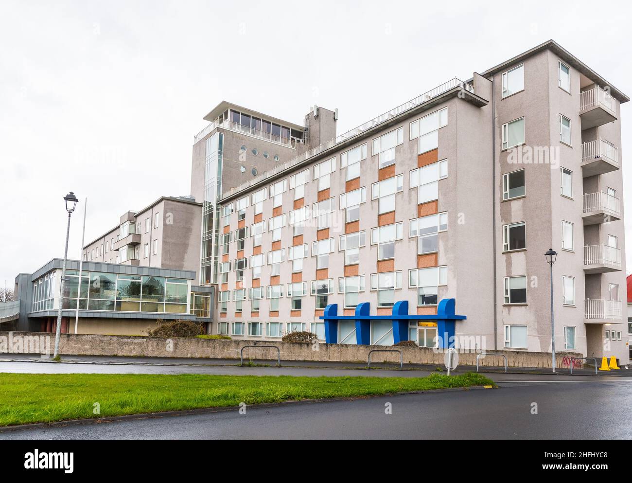 Reykjavik Iceland - May 29. 2021: The Landakot Hospital in the center ...