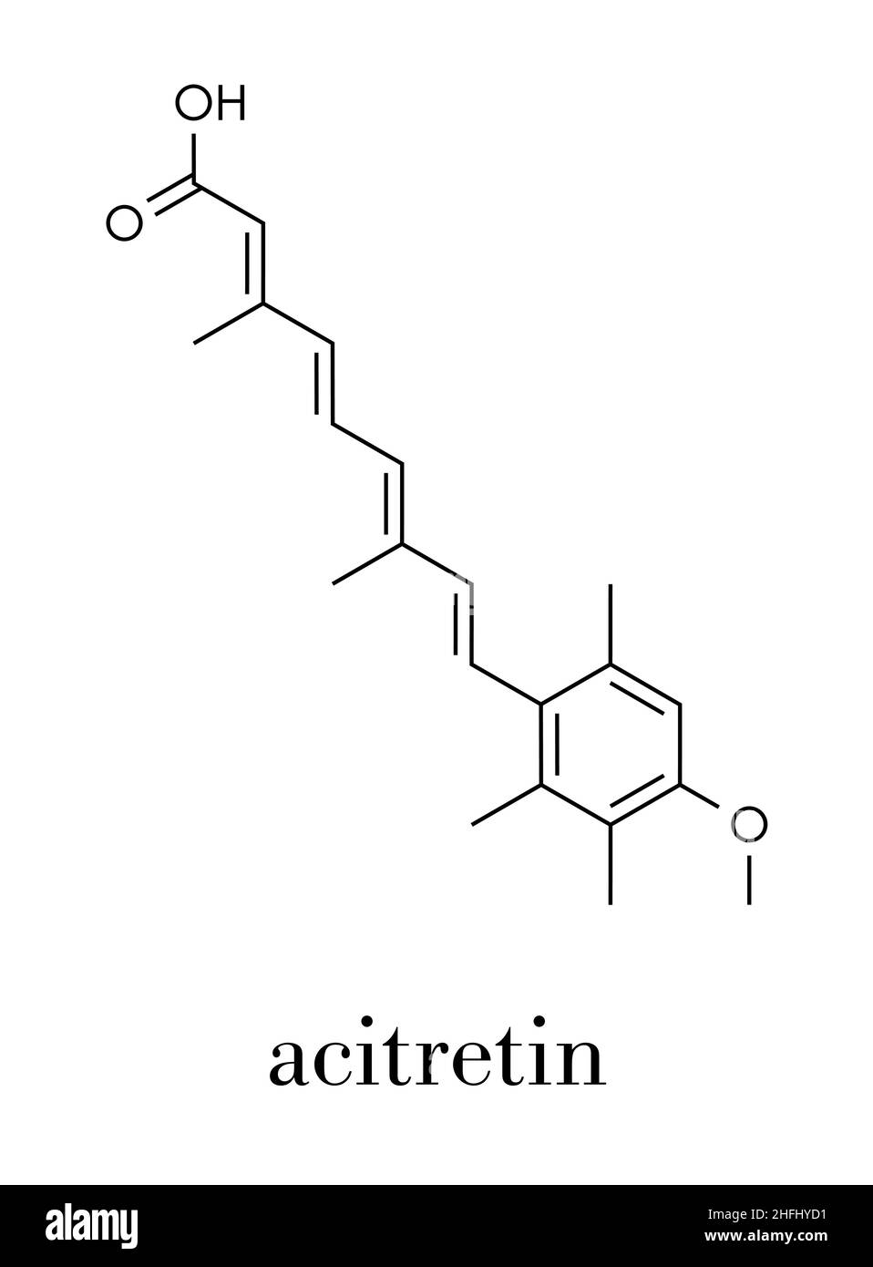 Acitretin psoriasis drug molecule. Skeletal formula Stock Vector Image ...