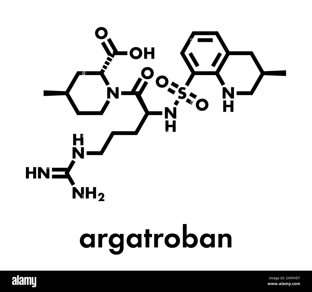 Argatroban anticoagulant drug molecule (direct thrombin inhibitor ...