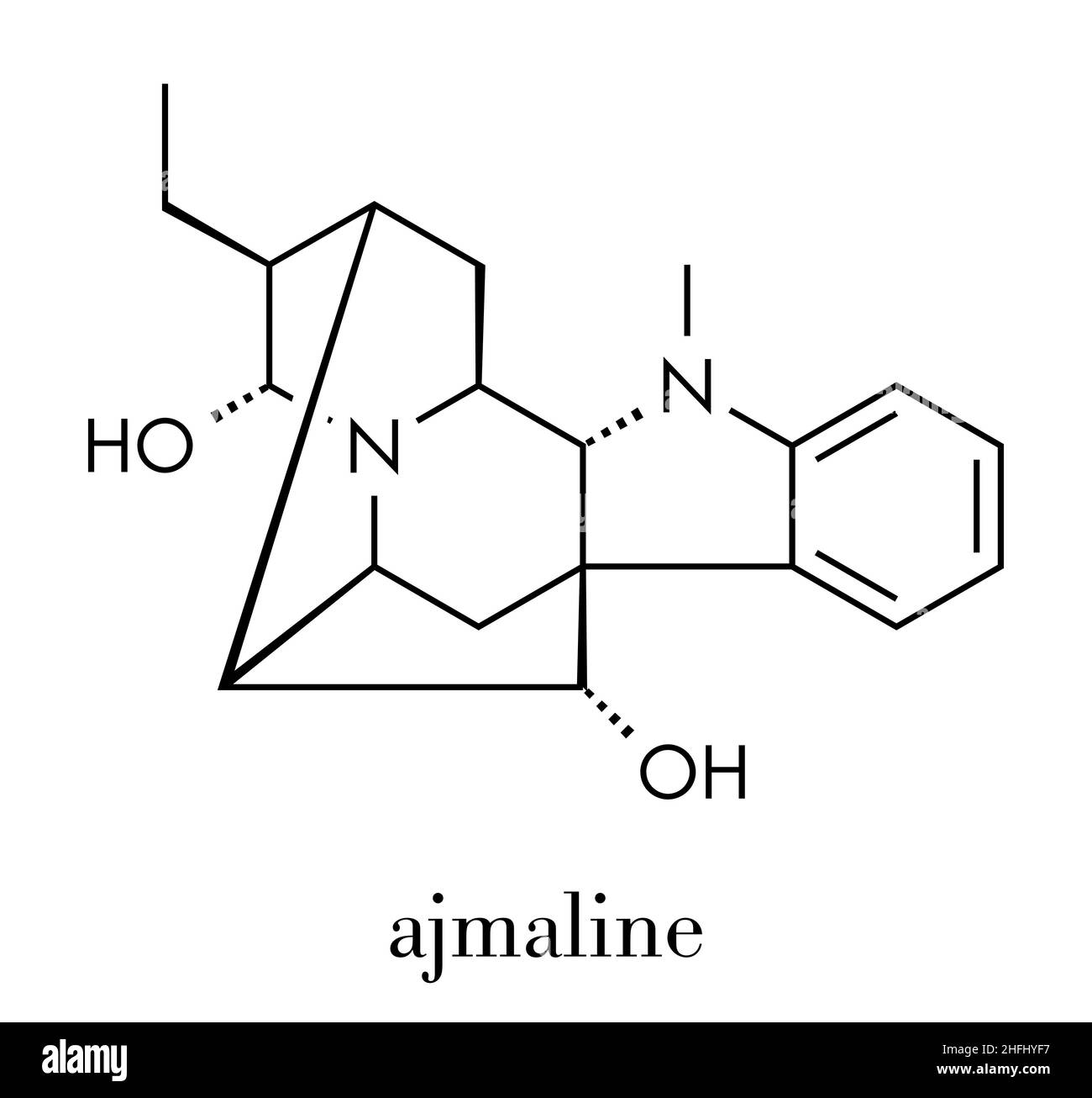Ajmaline antiarrhytmic agent molecule. Skeletal formula Stock Vector ...