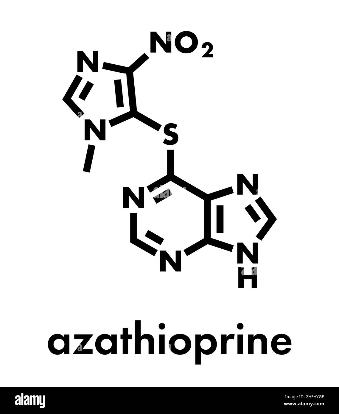 Azathioprine immunosuppressive drug molecule. Used to prevent ...