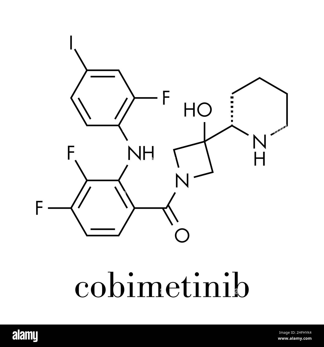 Cobimetinib melanoma drug molecule. Skeletal formula Stock Vector Image ...