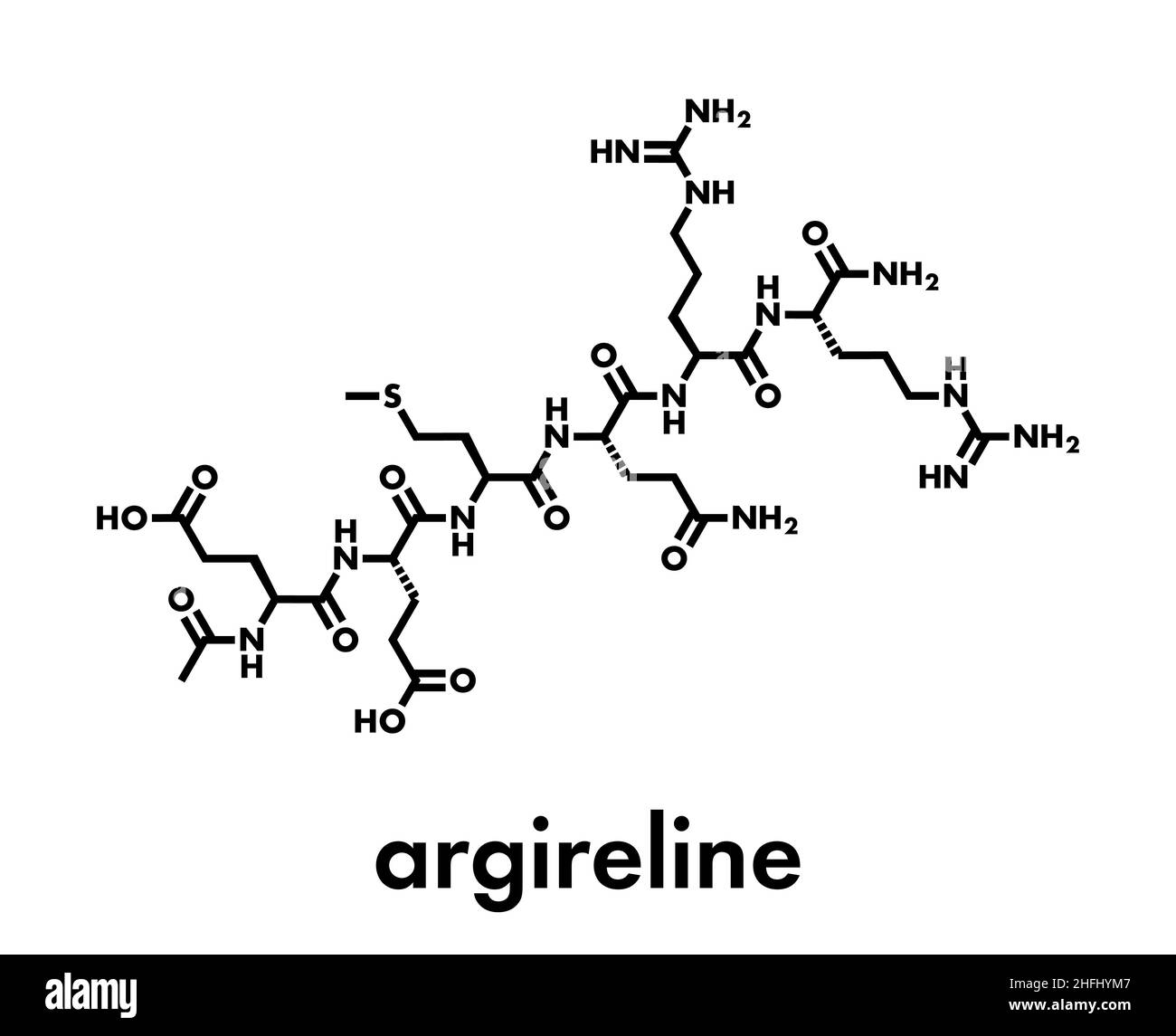 Acetyl hexapeptide-3 (argireline) molecule. Peptide fragment of SNAP-25 ...