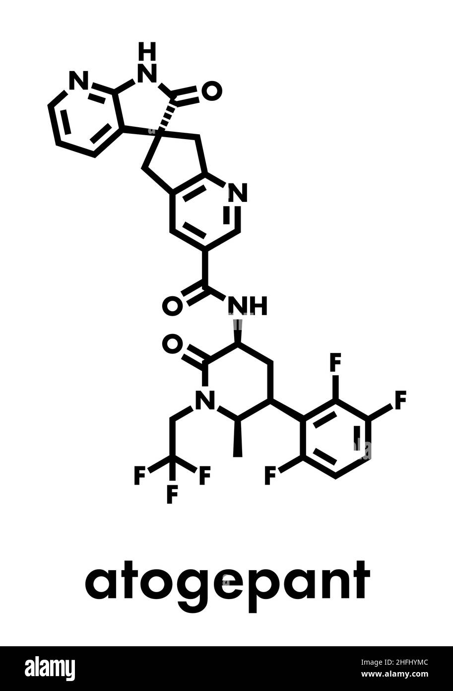 Atogepant migraine drug molecule (CGRP inhibitor). Skeletal formula ...