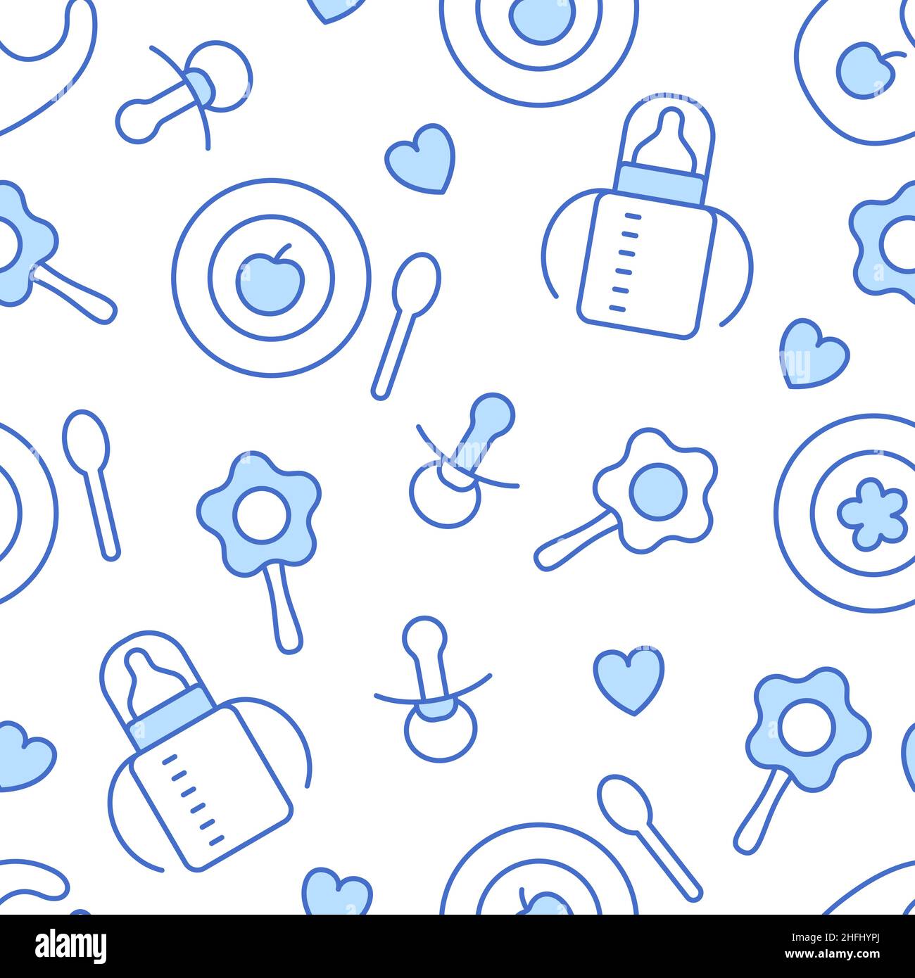 Thin line baby seamless pattern. Nursery wallpaper Stock Vector Image ...