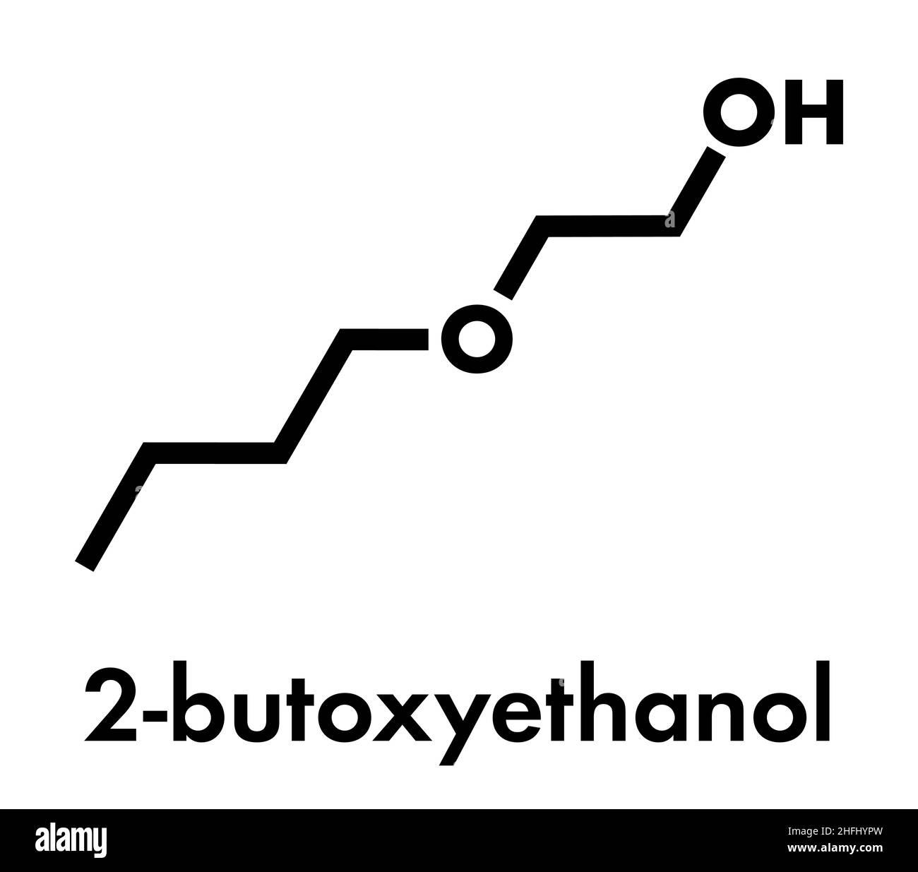 2-butoxyethanol molecule. Used as solvent and surfactant. Skeletal ...