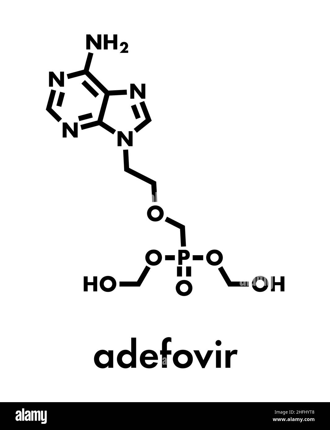 Adefovir hepatitis B and herpes simplex virus (HSV) drug molecule ...