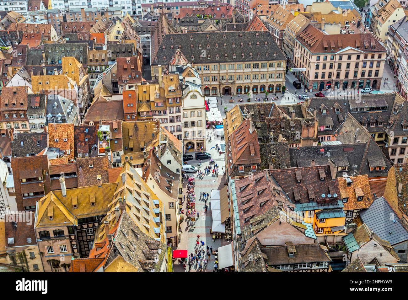 aerial view of Strasbourg to the old city with red roof tiles Stock ...