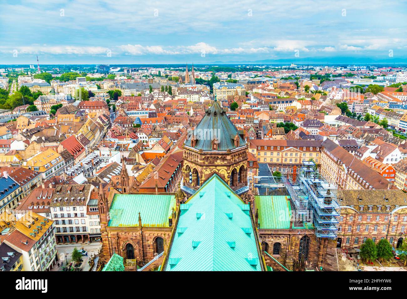 aerial view of Strasbourg to the old city with red roof tiles Stock ...