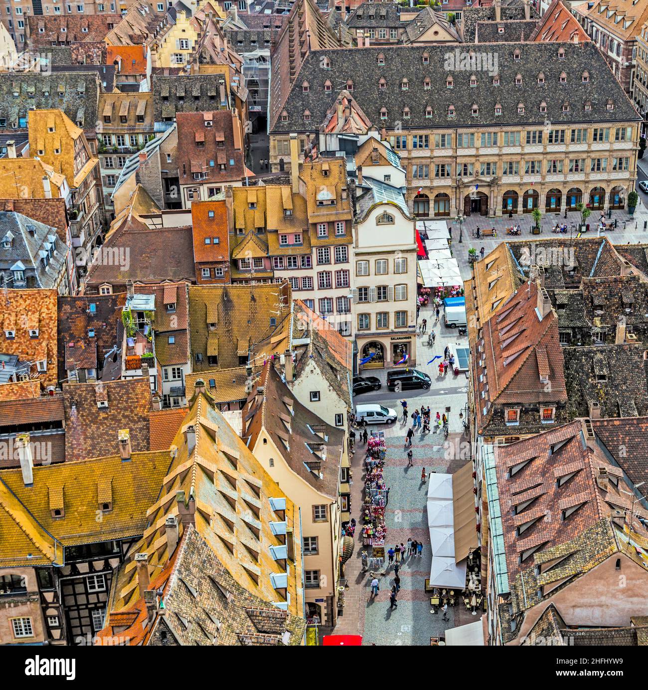 aerial view of Strasbourg to the old city with red roof tiles Stock ...