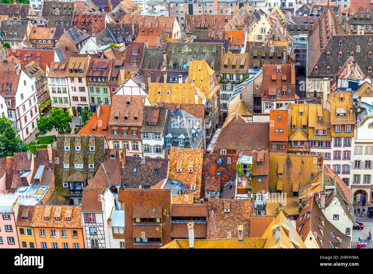 aerial view of Strasbourg to the old city with red roof tiles Stock ...