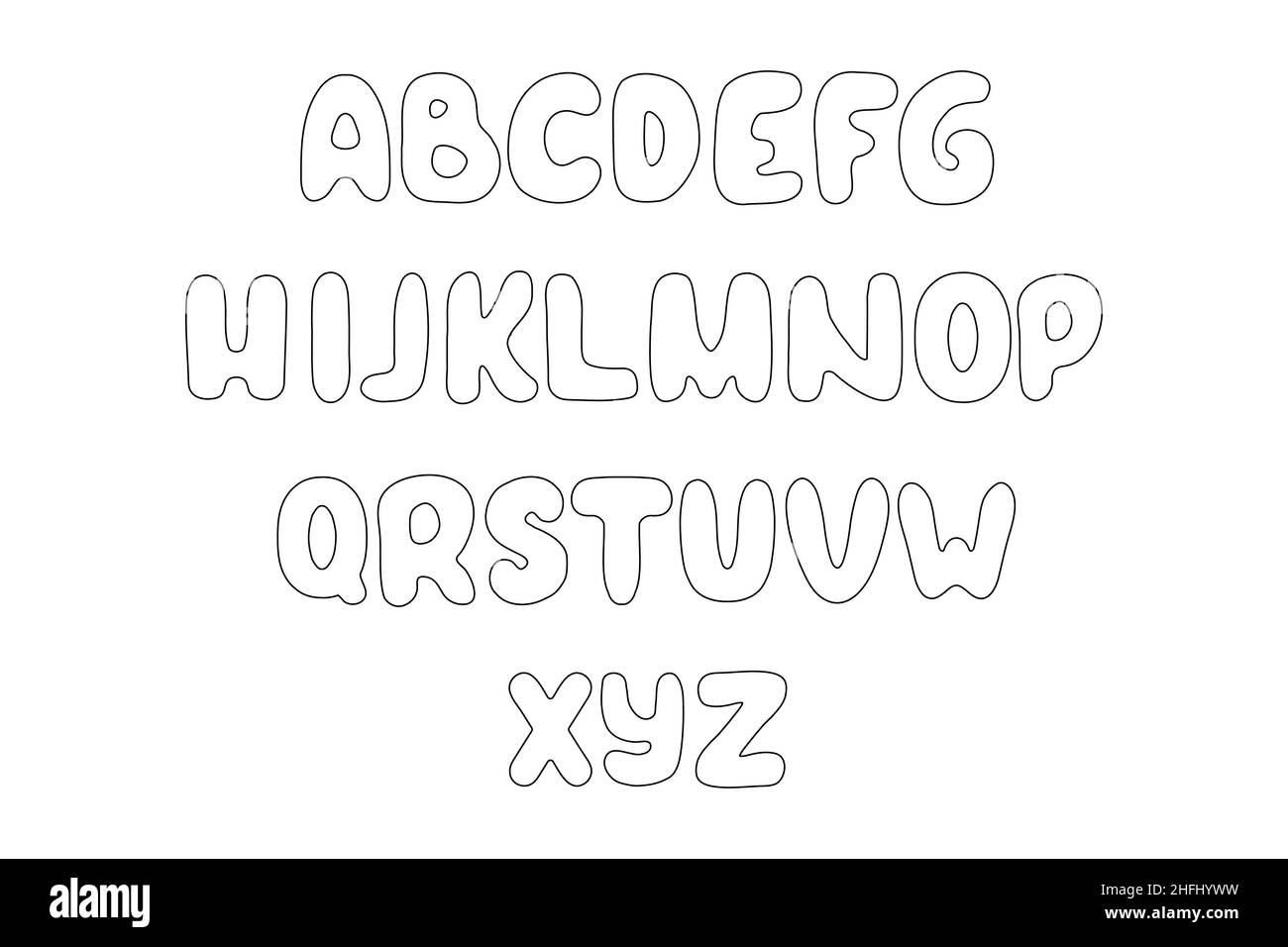 Countour black white uppercase regular display font of letters. Vector ...