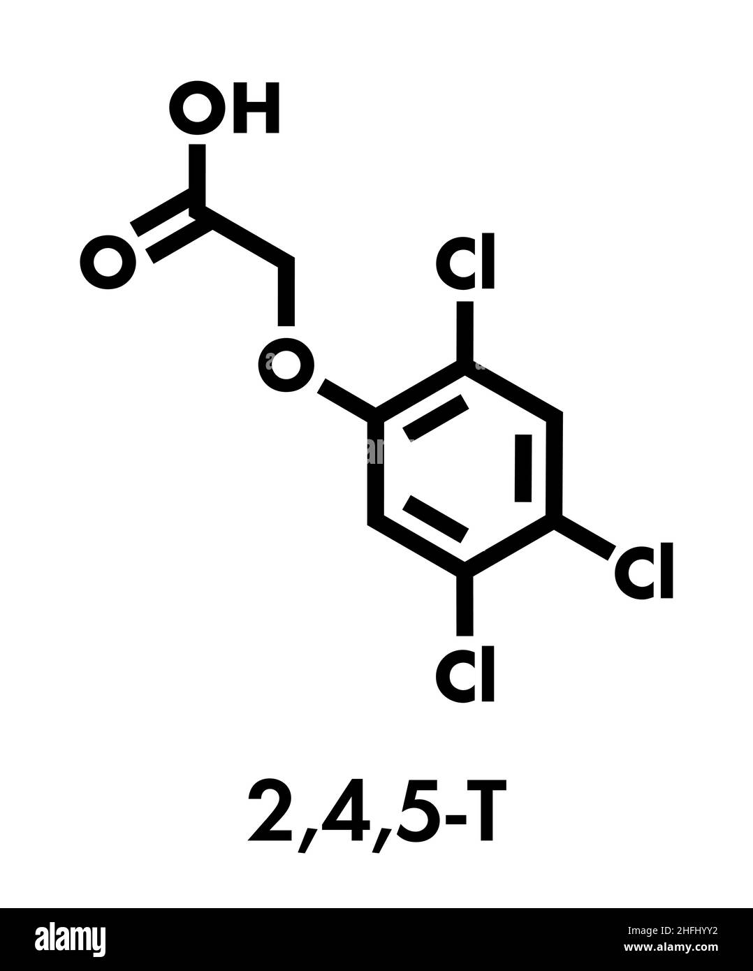 Trichlorophenoxyacetic acid (2,4,5-T) herbicide molecule (synthetic ...