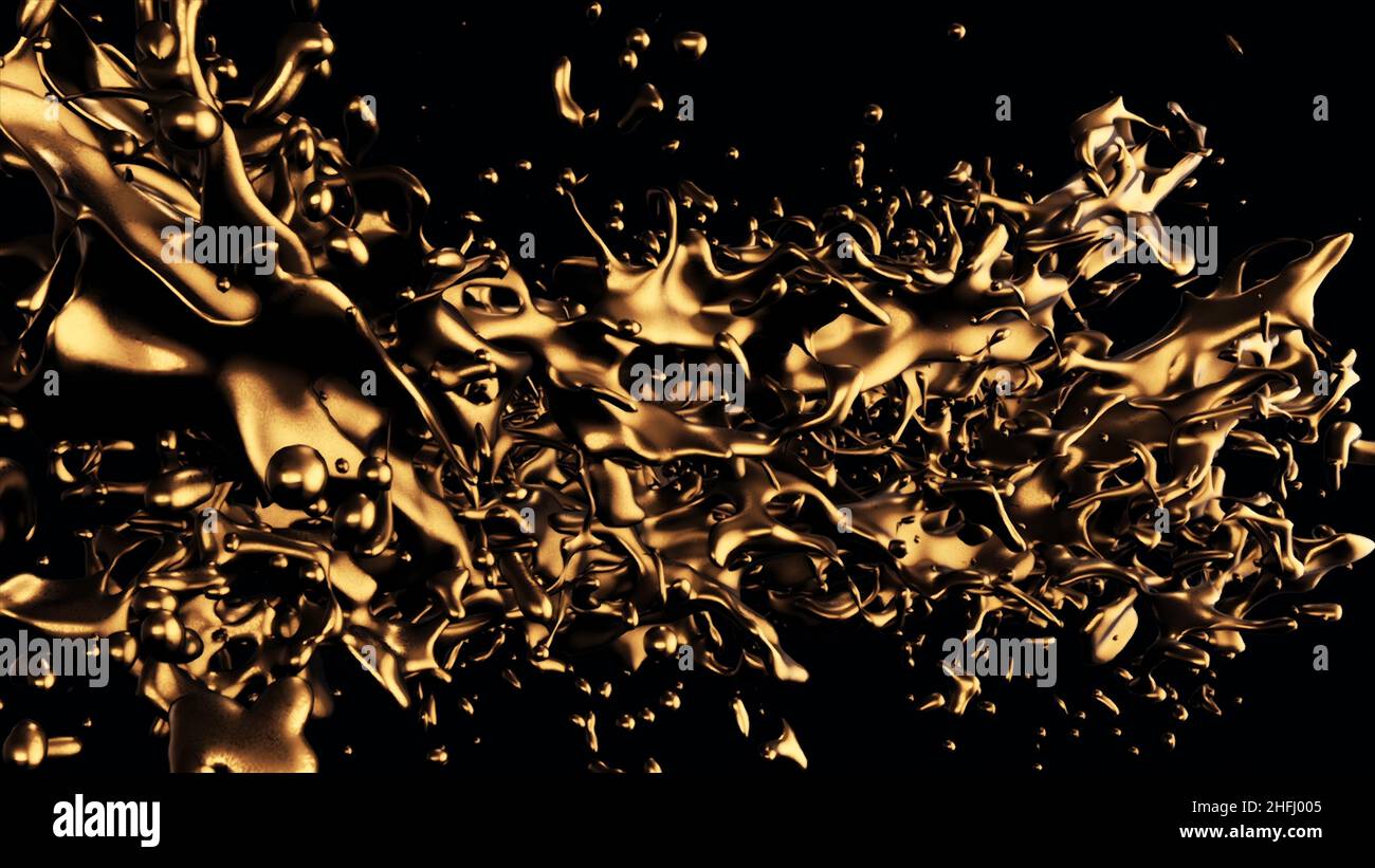 Beautiful, abstract, yellow splash of water rotating in frozen action ...