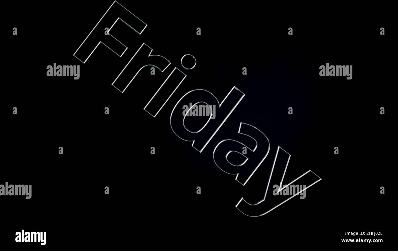 Days of week - friday, over black and grey background, 3D. Animated ...