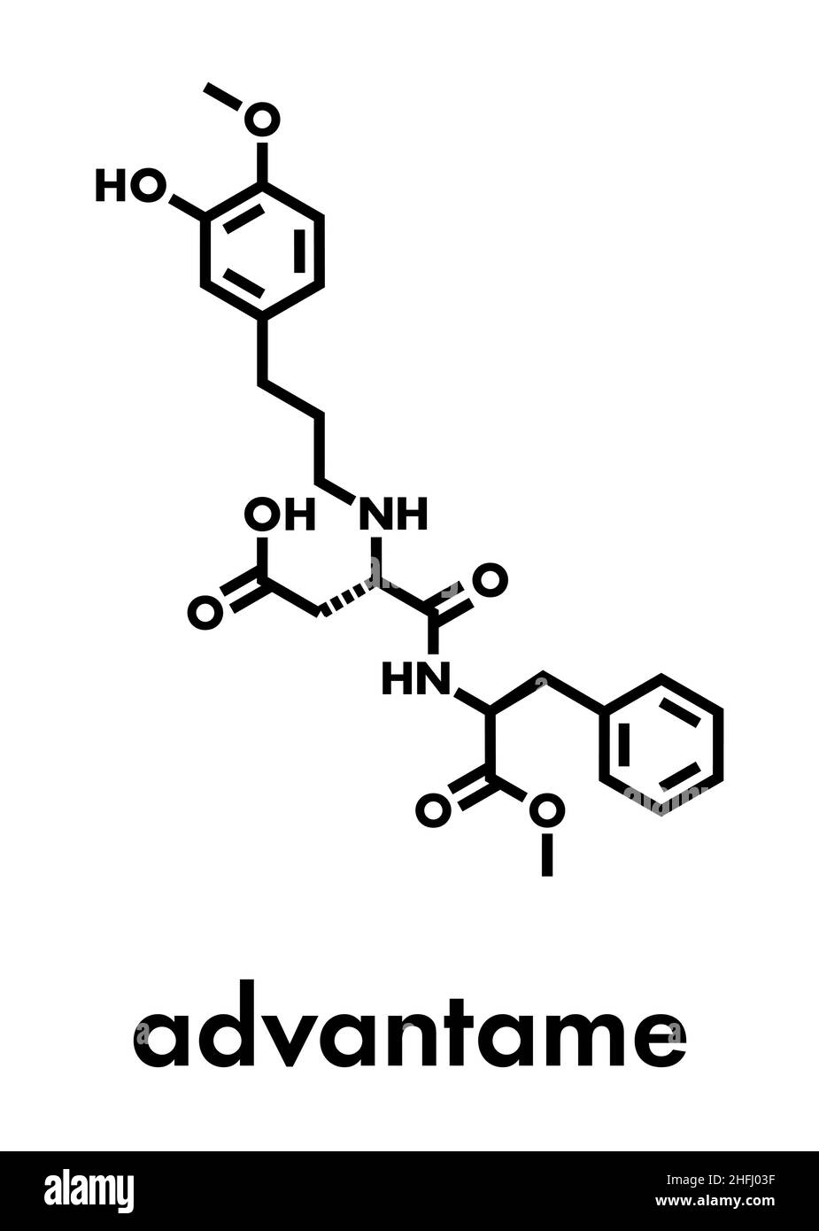 Advantame (E969) sugar substitute molecule. Skeletal formula Stock ...