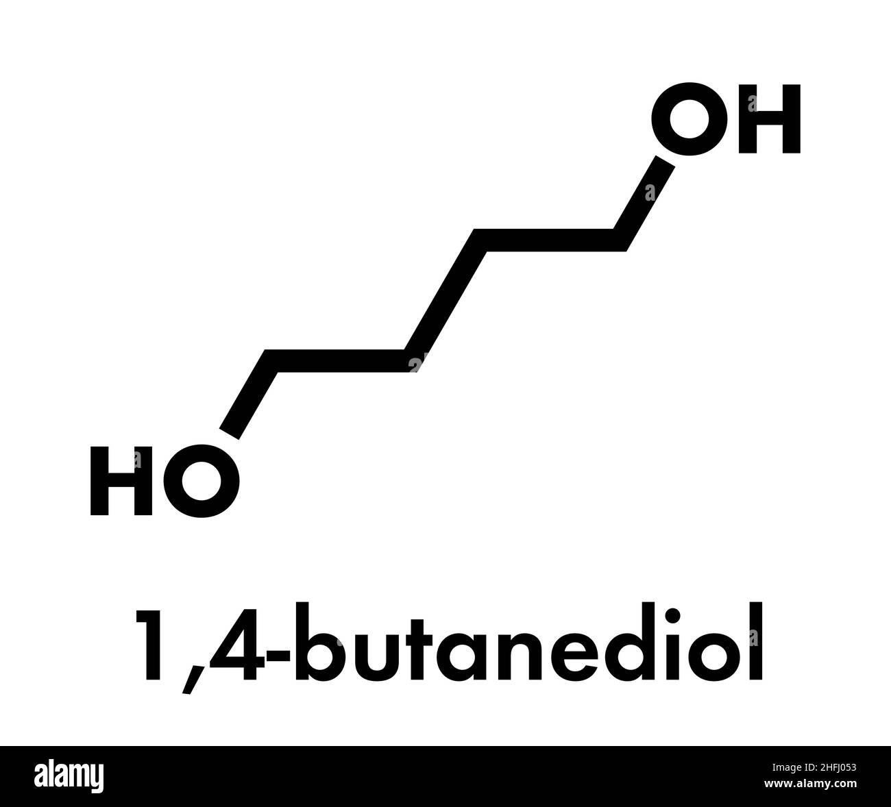 1,4-Butanediol solvent and recreational drug molecule. Skeletal formula ...