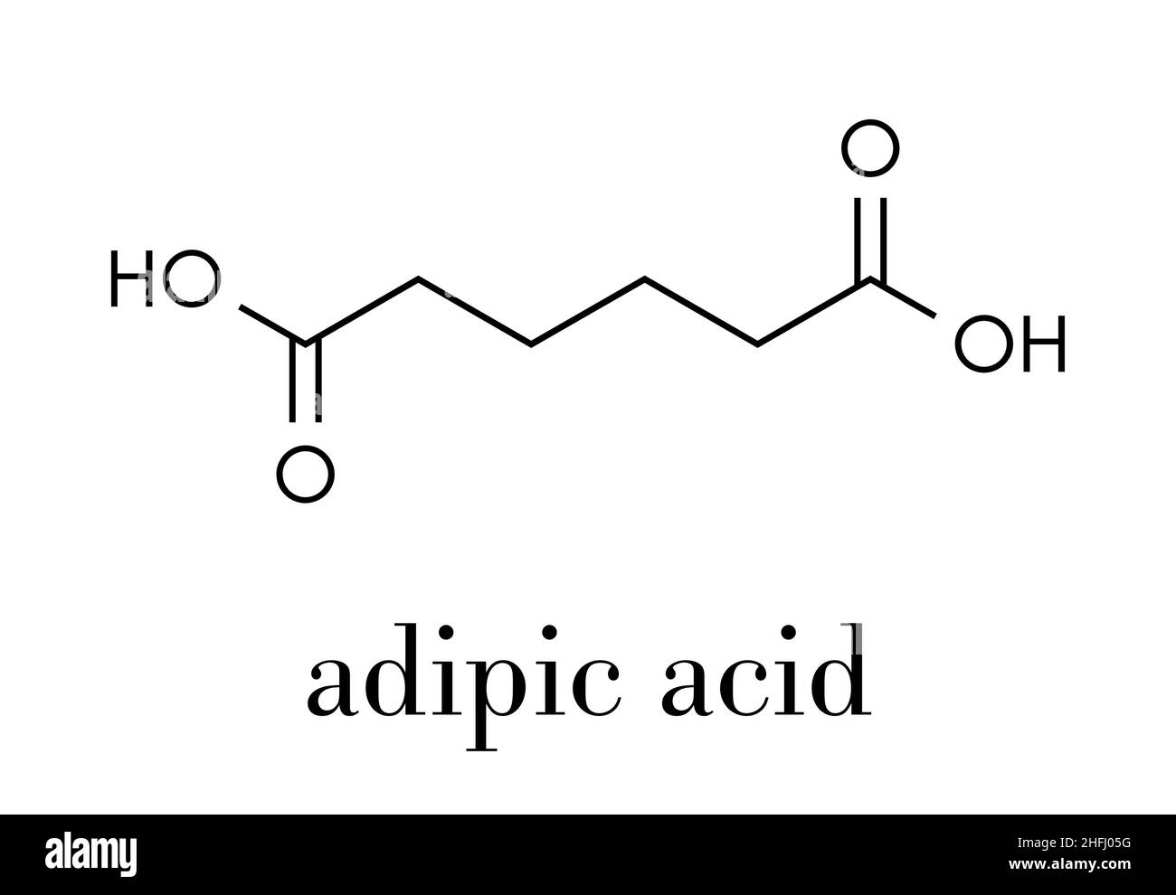 Adipic acid, nylon (polyamide) building block. Skeletal formula Stock ...