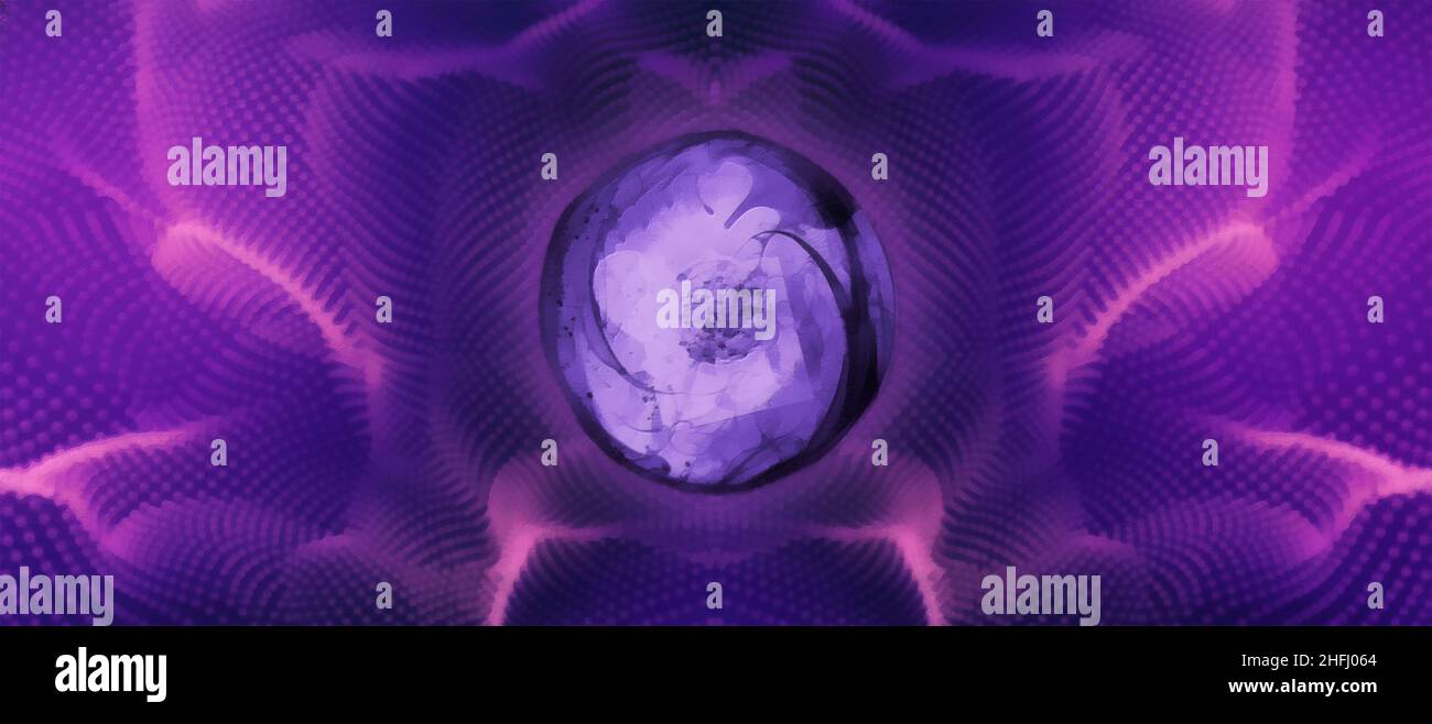 Magic ball on a futuristic background. Neon lighting. Artistic work ...