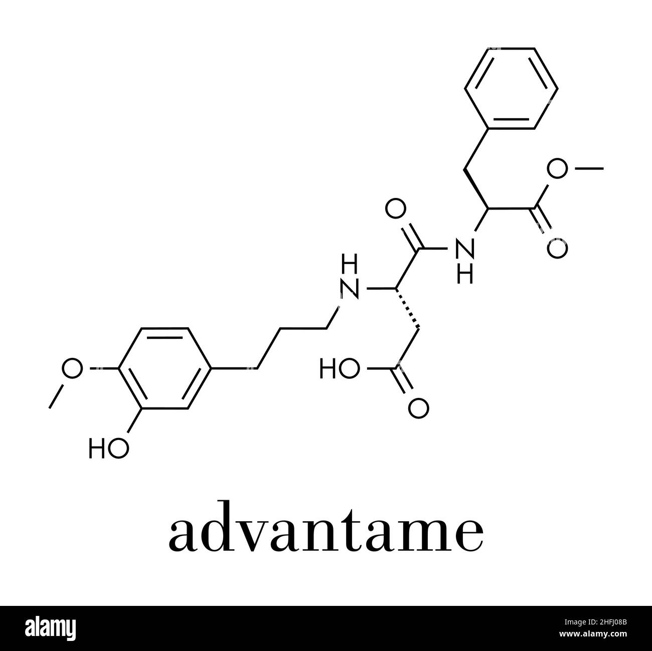 Advantame (E969) sugar substitute molecule. Skeletal formula Stock ...