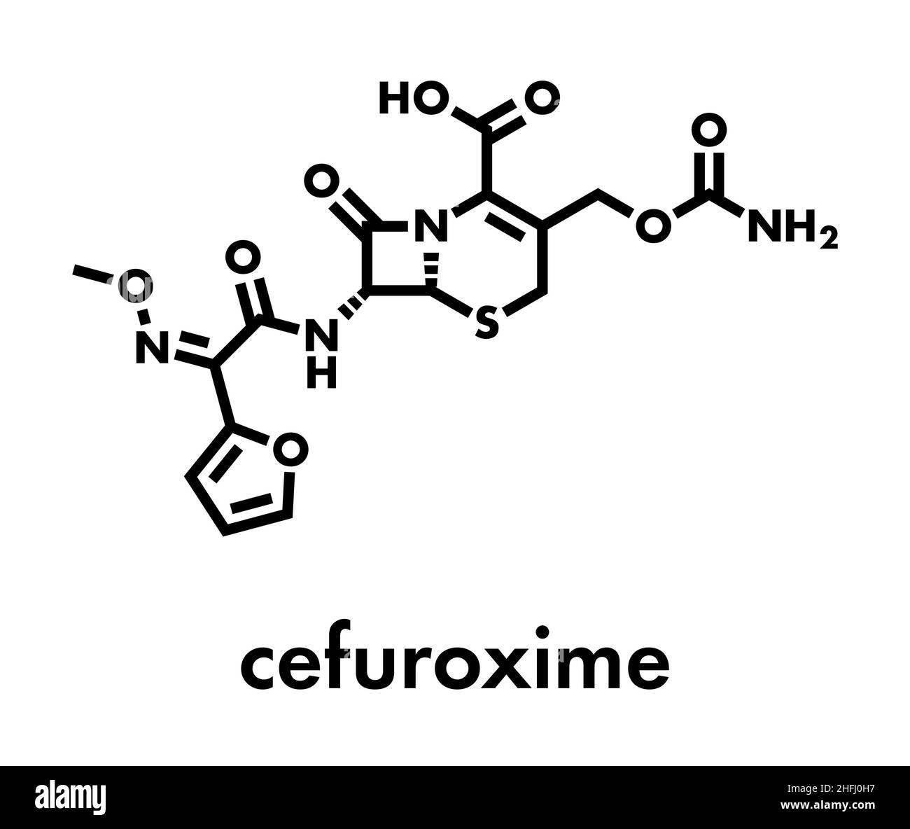 Cefuroxime second generation cephalosporin antibiotic molecule ...