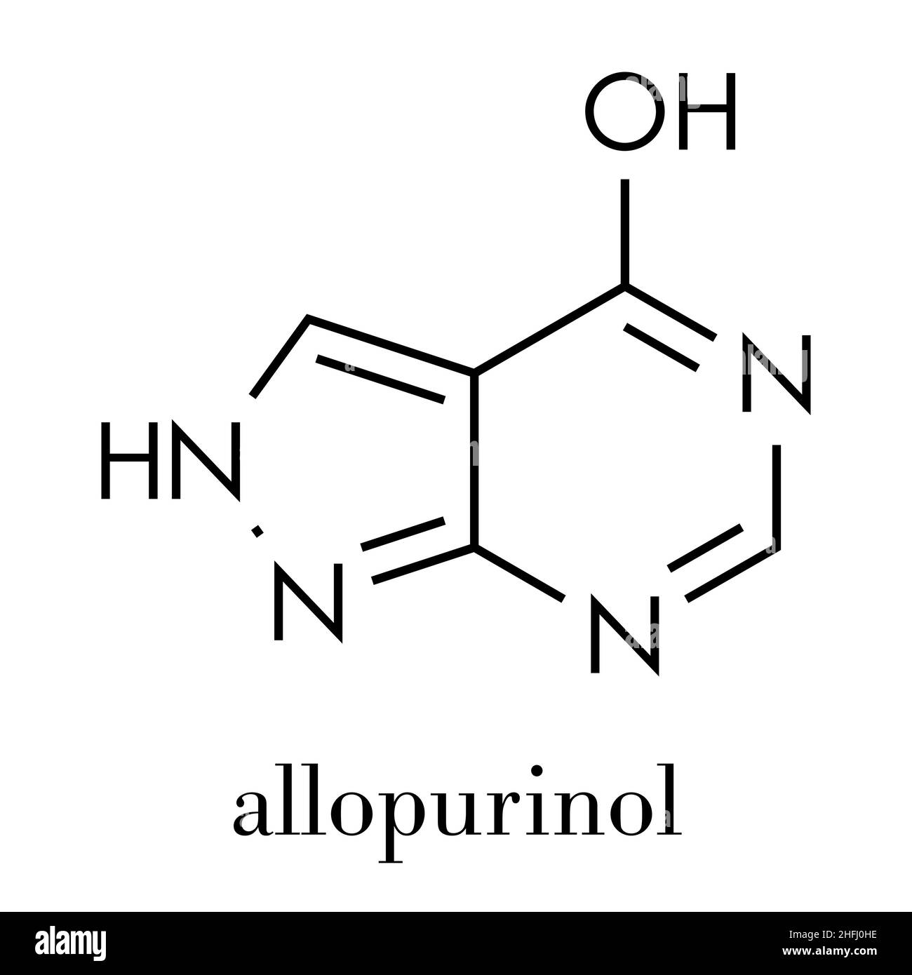 Allopurinol gout drug molecule. Skeletal formula Stock Vector Image ...