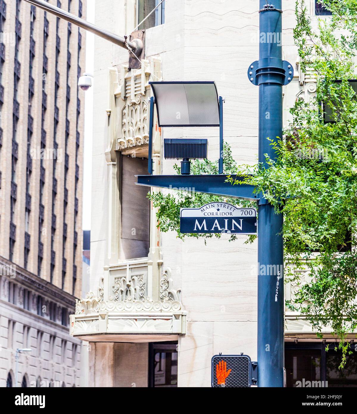 Street sign Main Street in historic district downtown Houston Stock ...