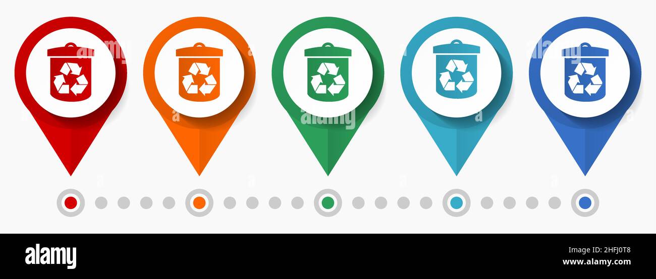 Recycling, recycle concept vector icon set, flat design pointers ...
