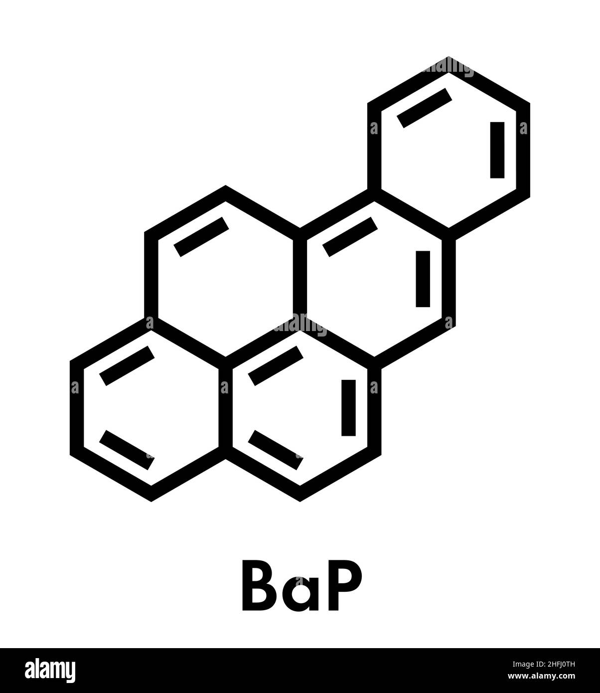 Benzo[a]pyrene (BaP) polycyclic aromatic hydrocarbon molecule. Skeletal ...