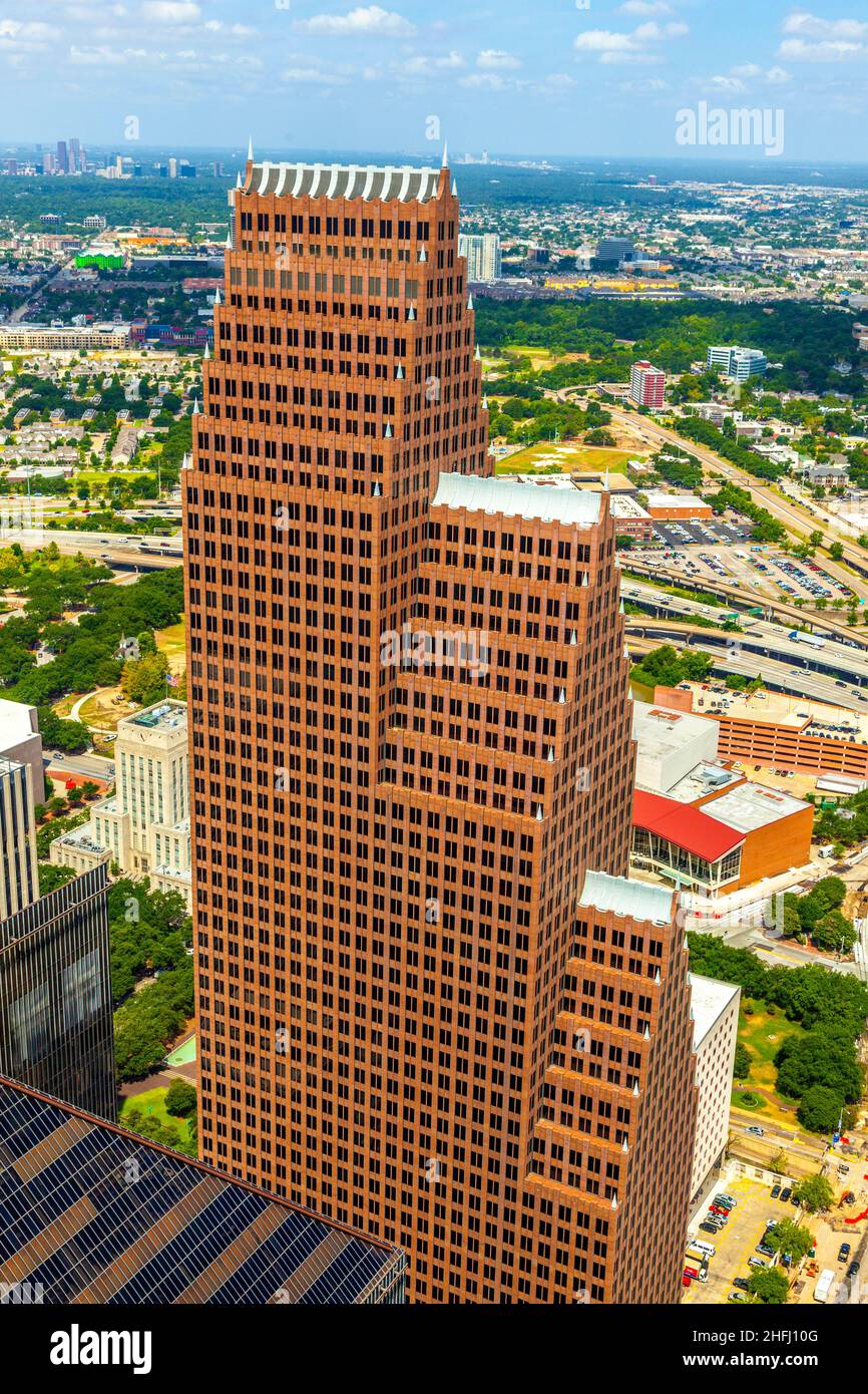aerial of modern buildings in downtown Houston in daytime Stock Photo ...
