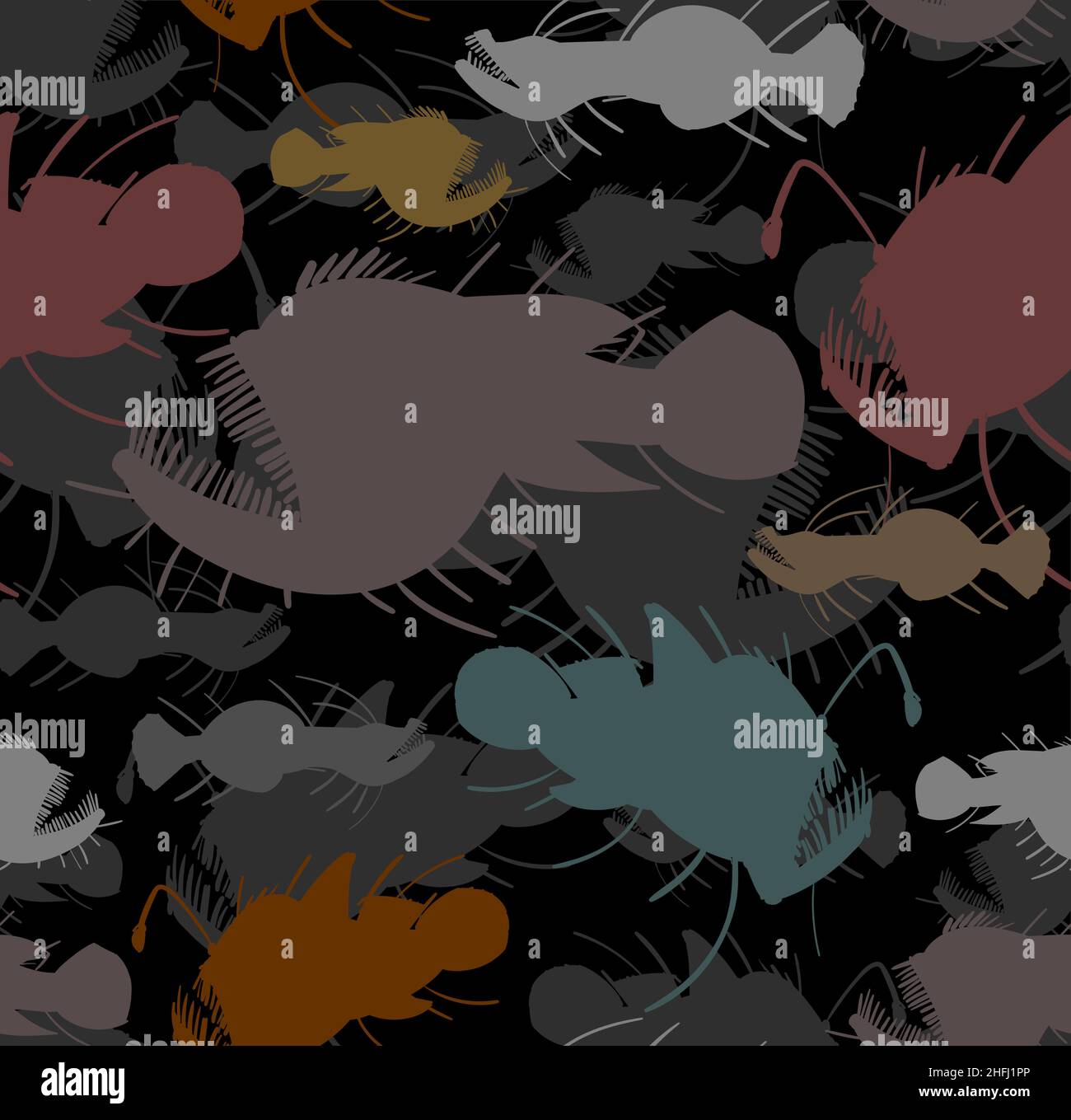 Angler Deep sea fish pattern seamless. Deep-sea fish background Stock ...