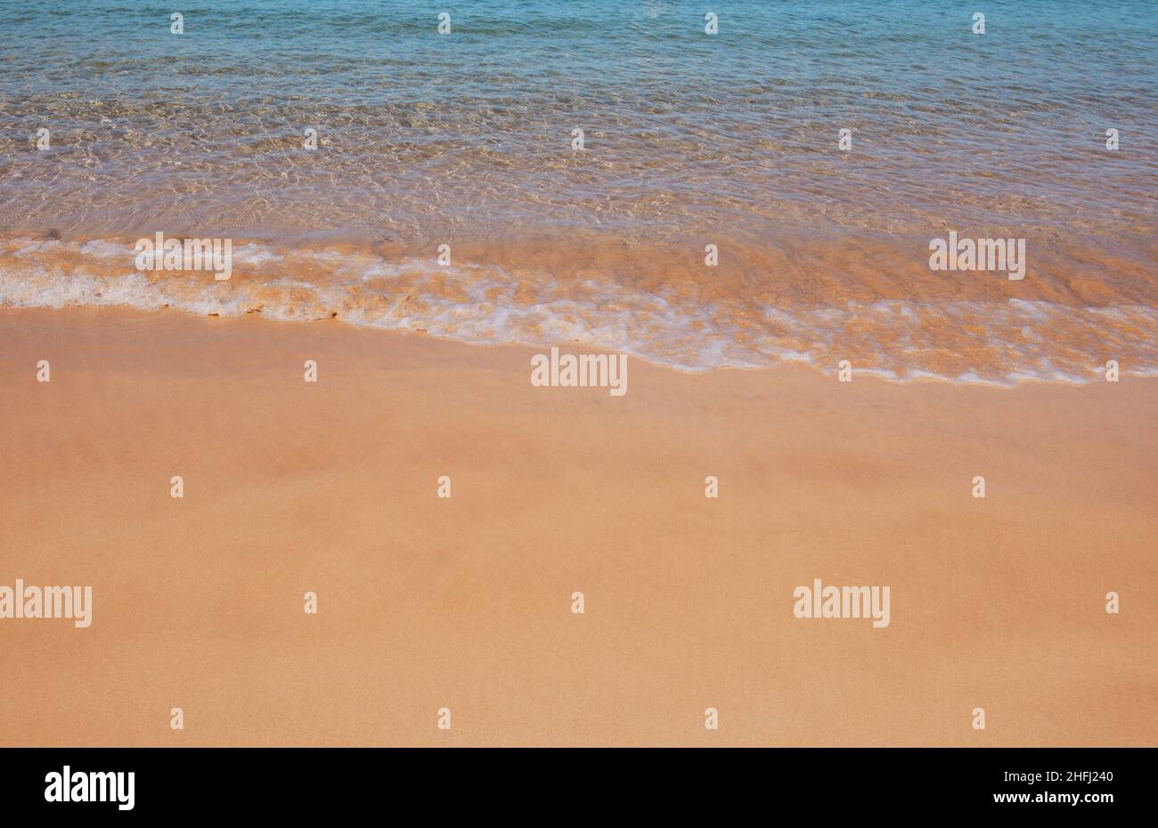 Calm sea beach background. Summer tropical beach with sand. Ocean water ...