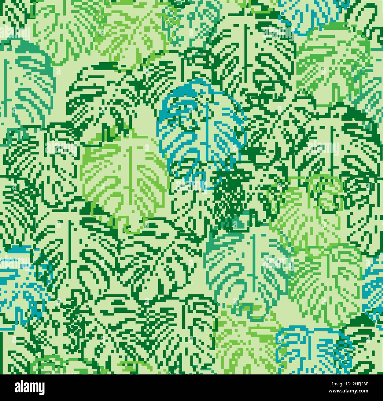 Monstera pattern pixel art. pixelated Palm leaves background. 8 bit ...