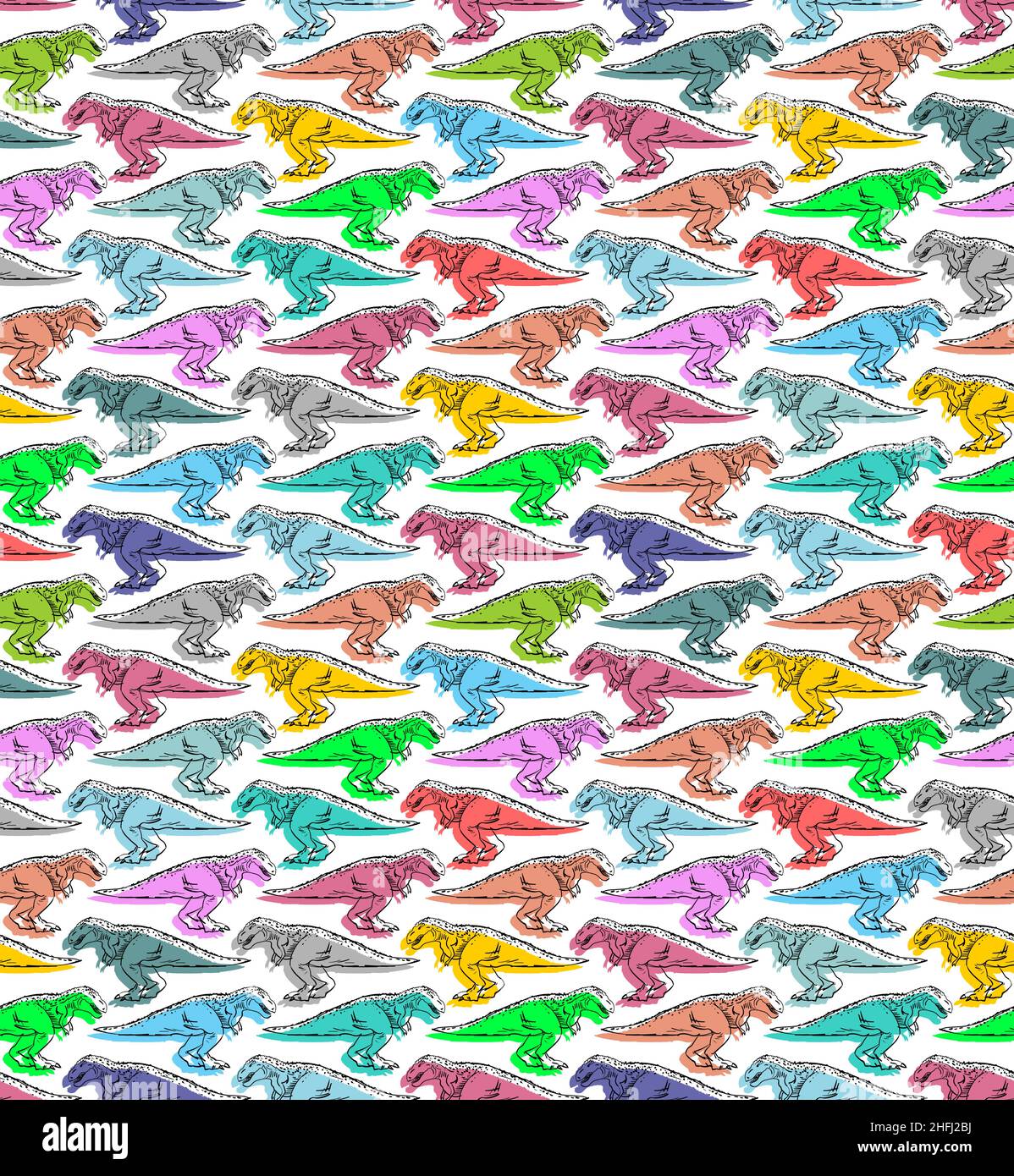 Tyrannosaurus pattern seamless. Dinosaur T-Rex hand drawing background ...