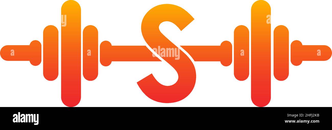 Letter S with barbell icon fitness design template illustration vector ...