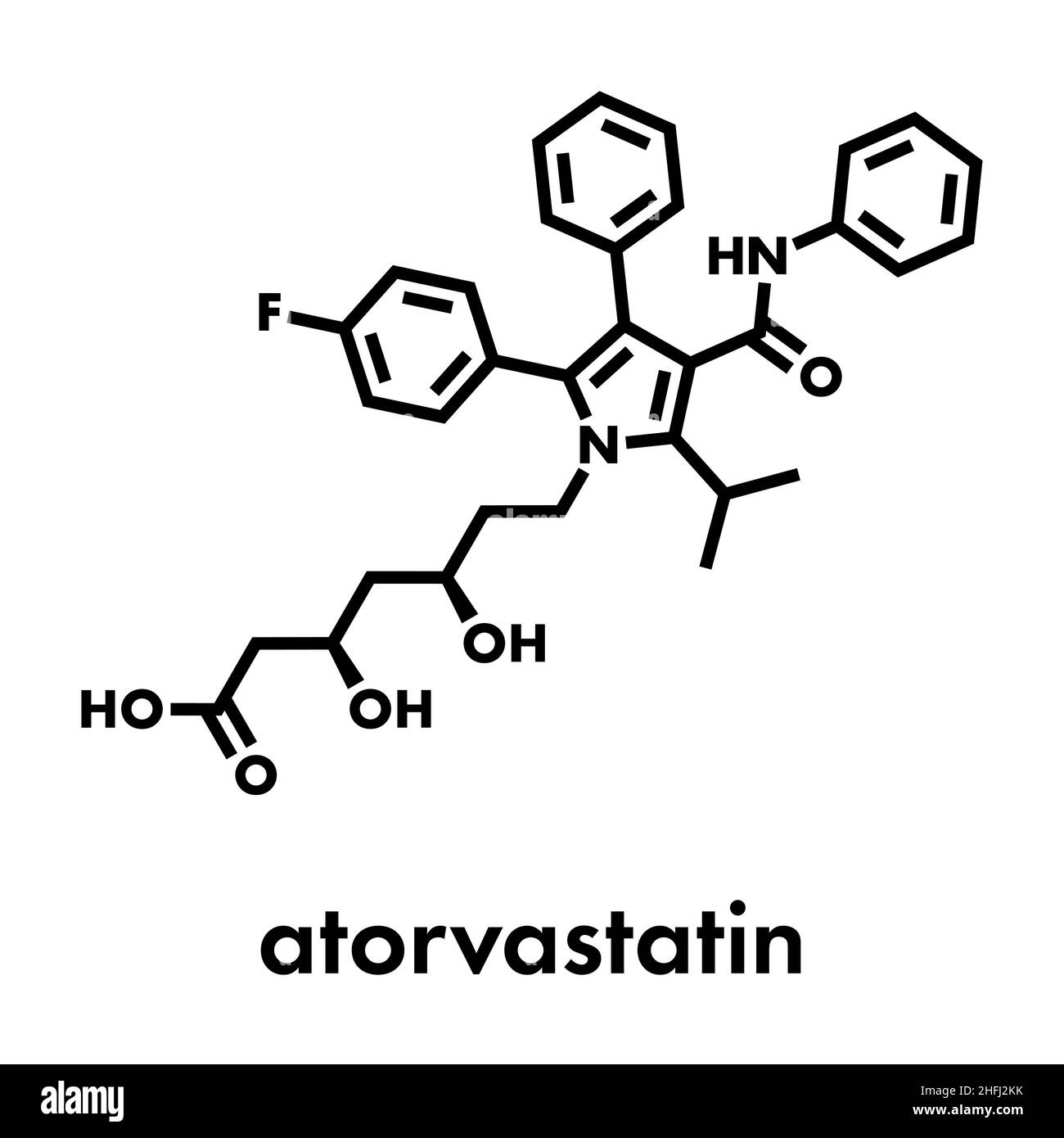Atorvastatin cholesterol lowering drug (statin class) molecule ...