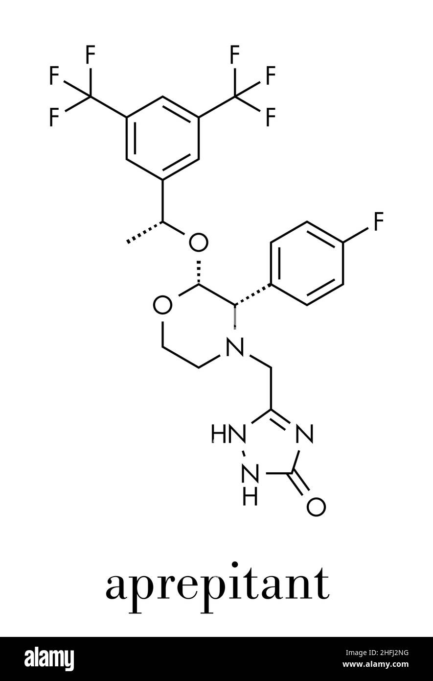 Aprepitant antiemetic drug molecule. Skeletal formula Stock Vector ...