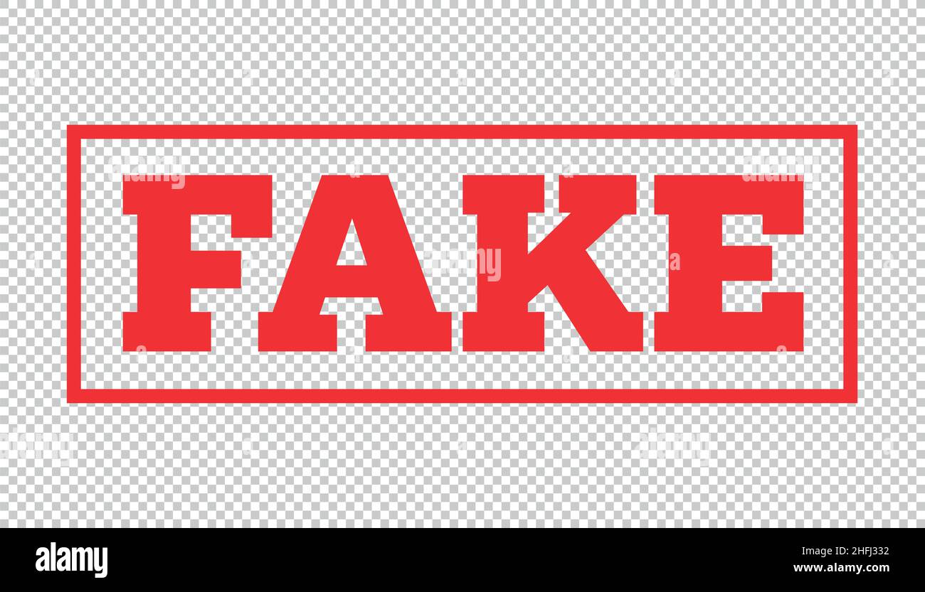 Fake Stamp in red Color on checked transparent background. Vector ...