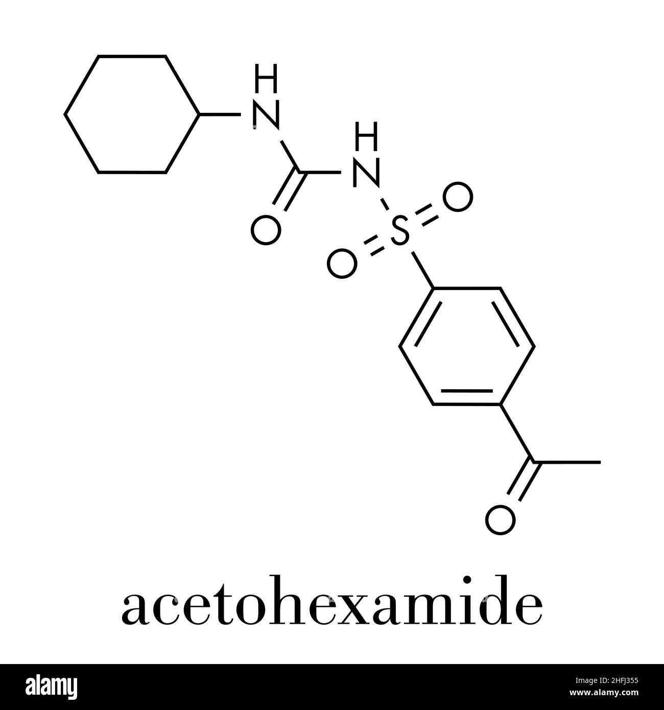Acetohexamide diabetes drug molecule. Skeletal formula Stock Vector ...