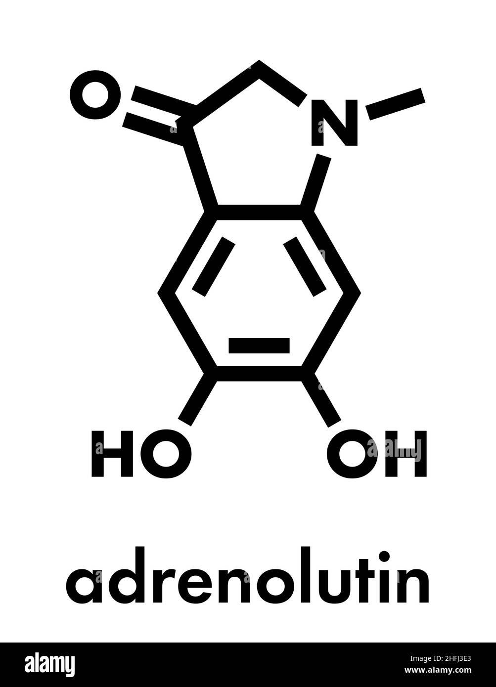 Adrenolutin molecule. Oxidation product of adrenalin. Skeletal formula ...