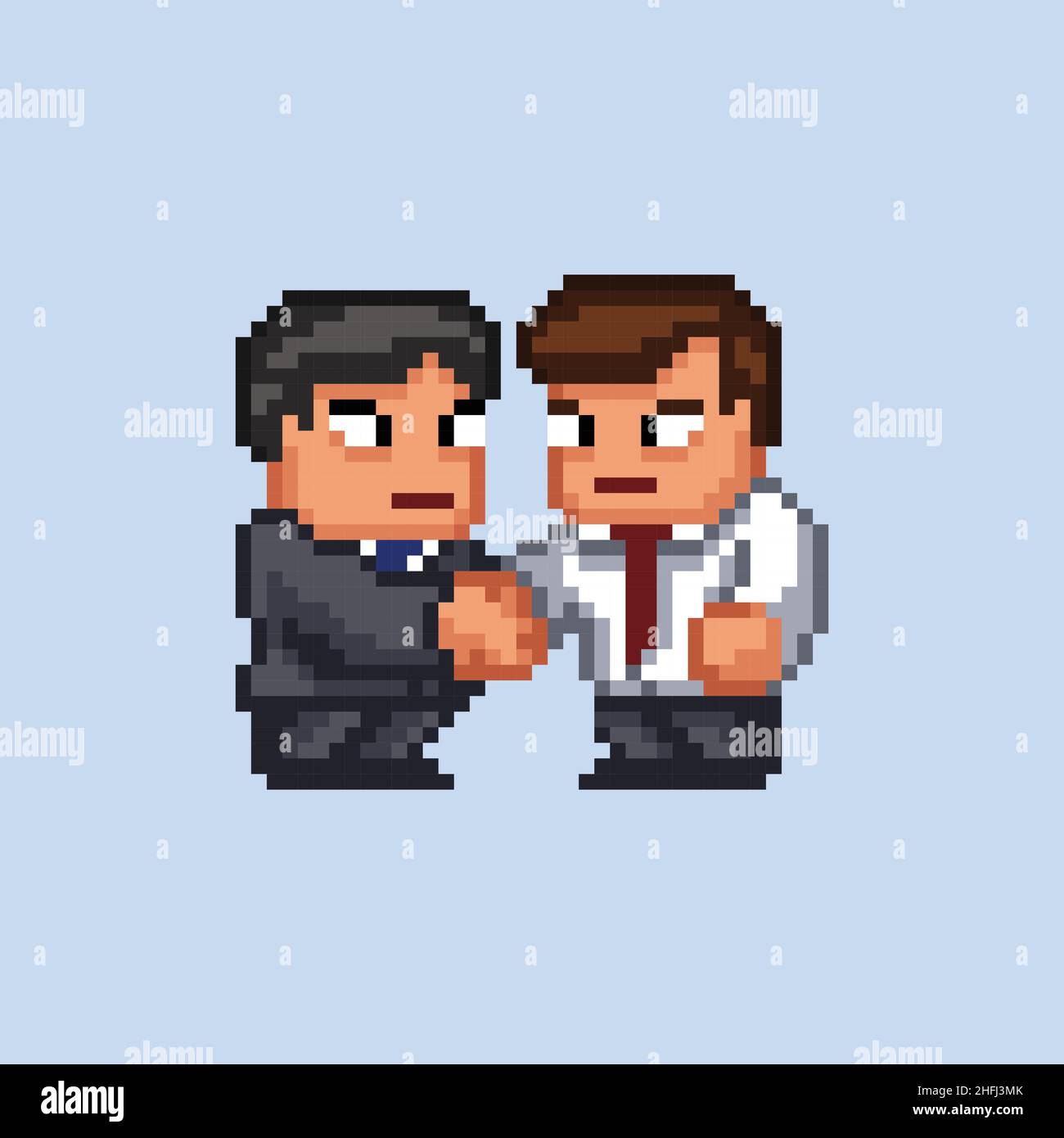 Pixel art vector retro 8 bit illustration - two cartoon male ...