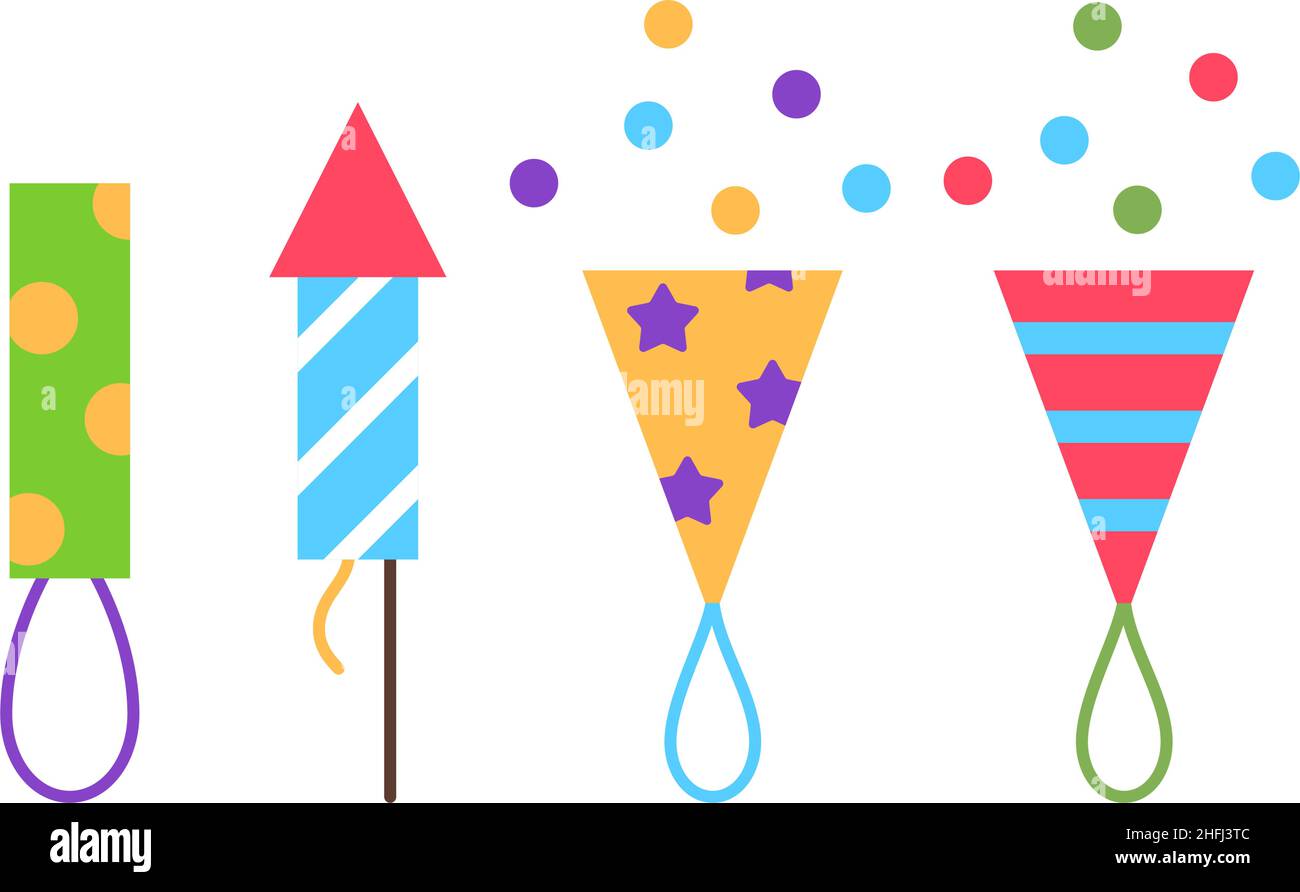 Fire crackers flat icons set isolated on white Stock Vector Image & Art ...