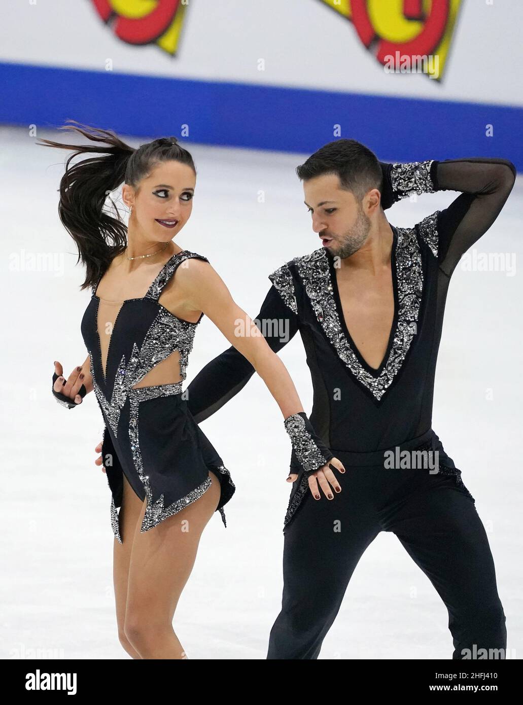 Lilah Fear and Lewis Gibson (GBR) in action in Ice Dance Rhythm Dance ...